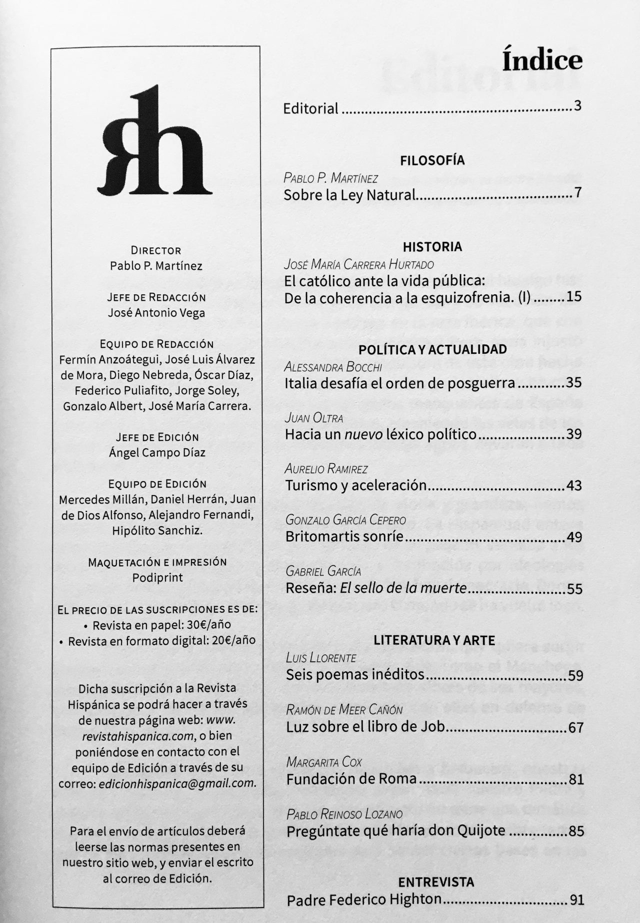 Índices de Revista Hispánica | Revista Hispánica